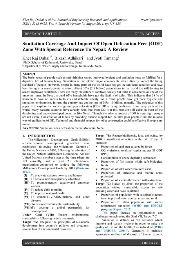 Sanitation Coverage And Impact Of Open Defecation Free (ODF) Zone With ...