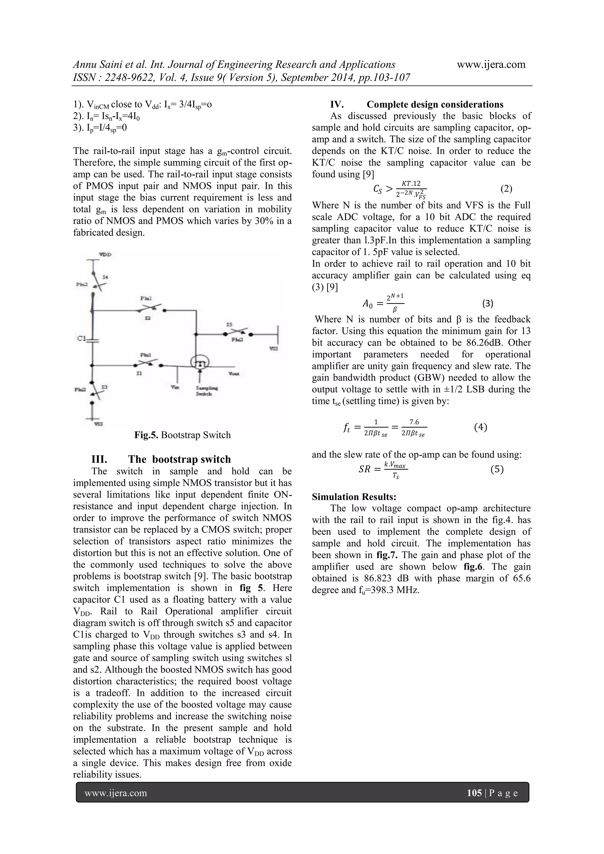 Design of a Sample and Hold Circuit using Rail to Rail Low Voltage ...
