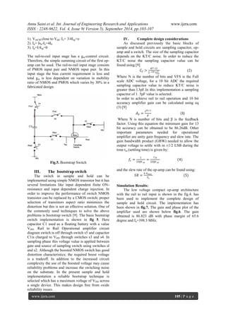 Design of a Sample and Hold Circuit using Rail to Rail Low Voltage Compact Operational Amplifier ...