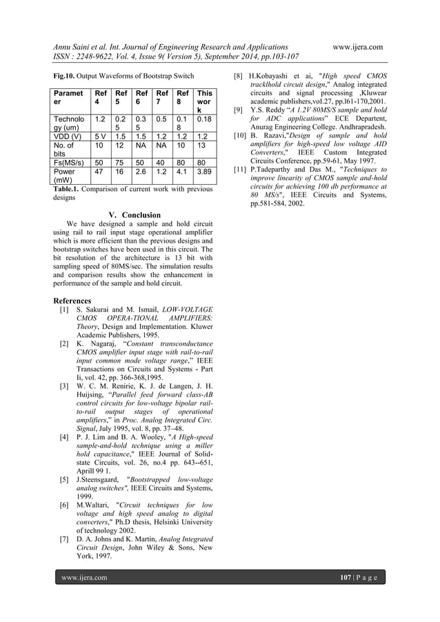Design of a Sample and Hold Circuit using Rail to Rail Low Voltage ...