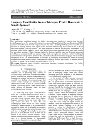 Language Identification from a Tri-lingual Printed Document: A Simple Approach | PDF