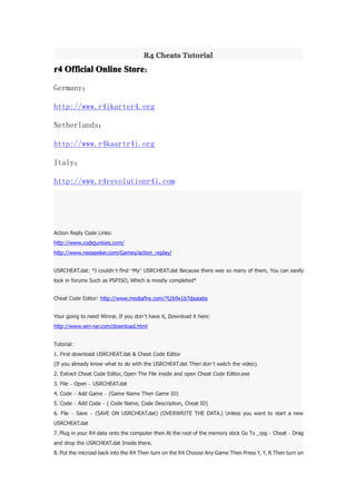 R4 cheats tutorial | PDF