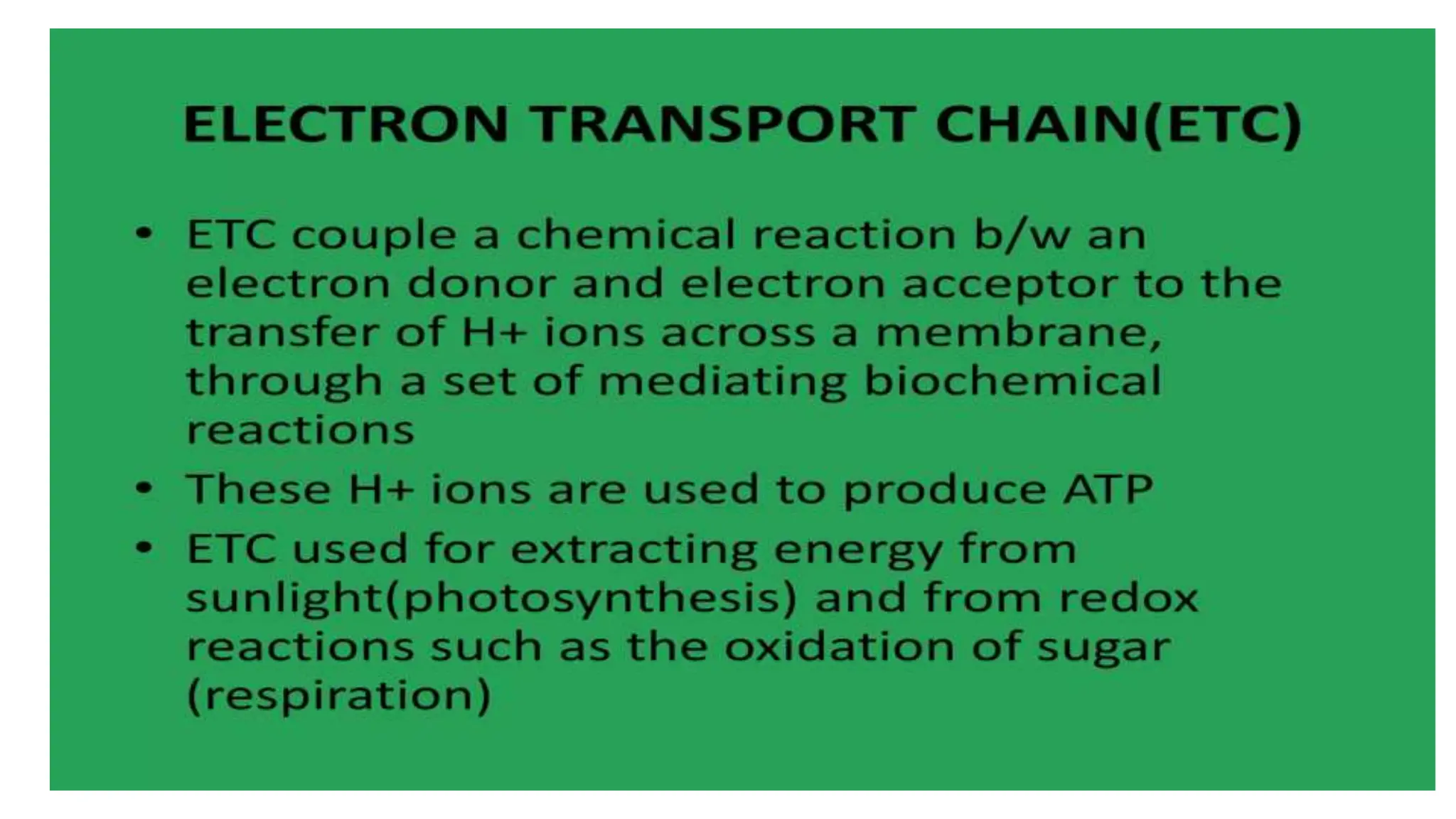 Electron Transport chain, components of ETC, chemiosmosis | PPTX