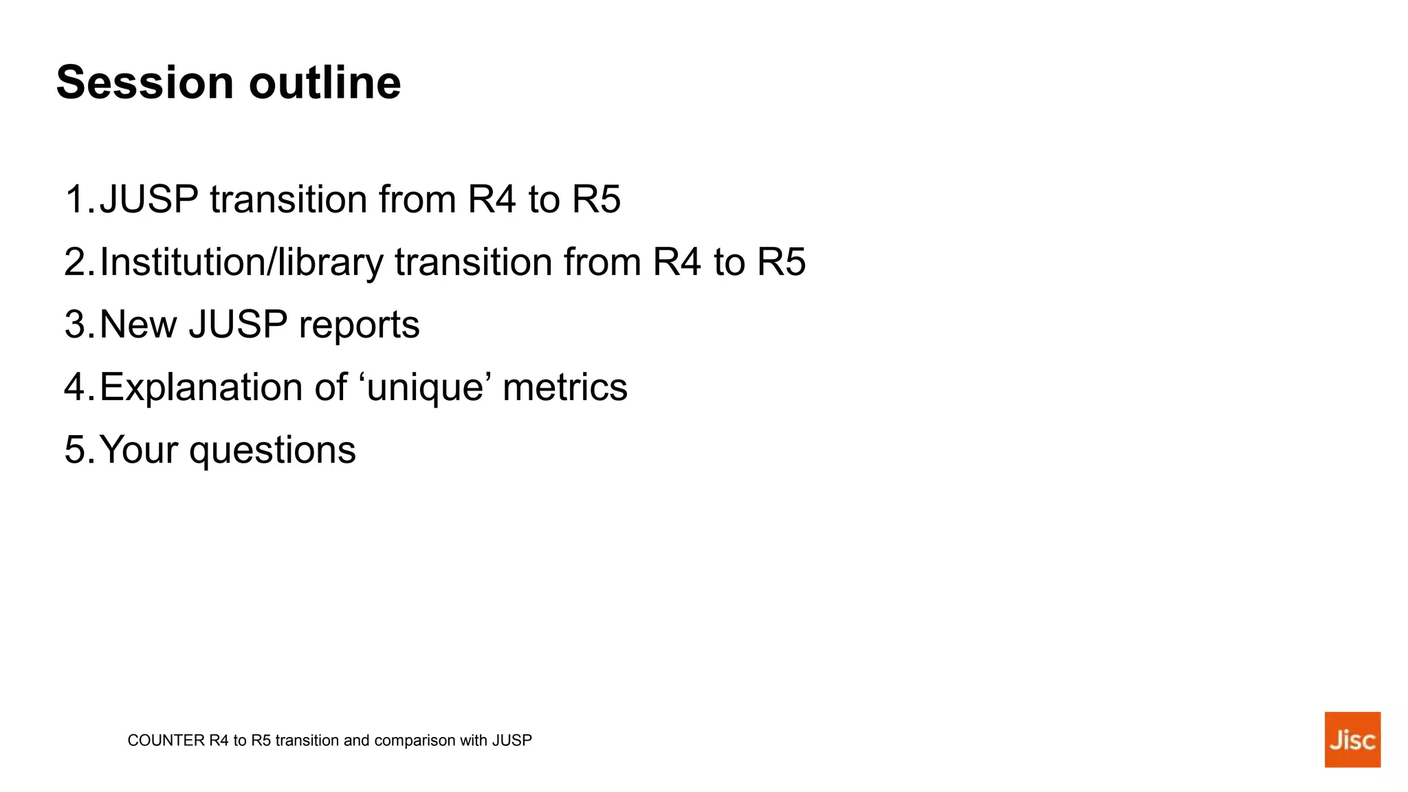 COUNTER R4 to R5 - transition and comparison with JUSP - updated | PPT