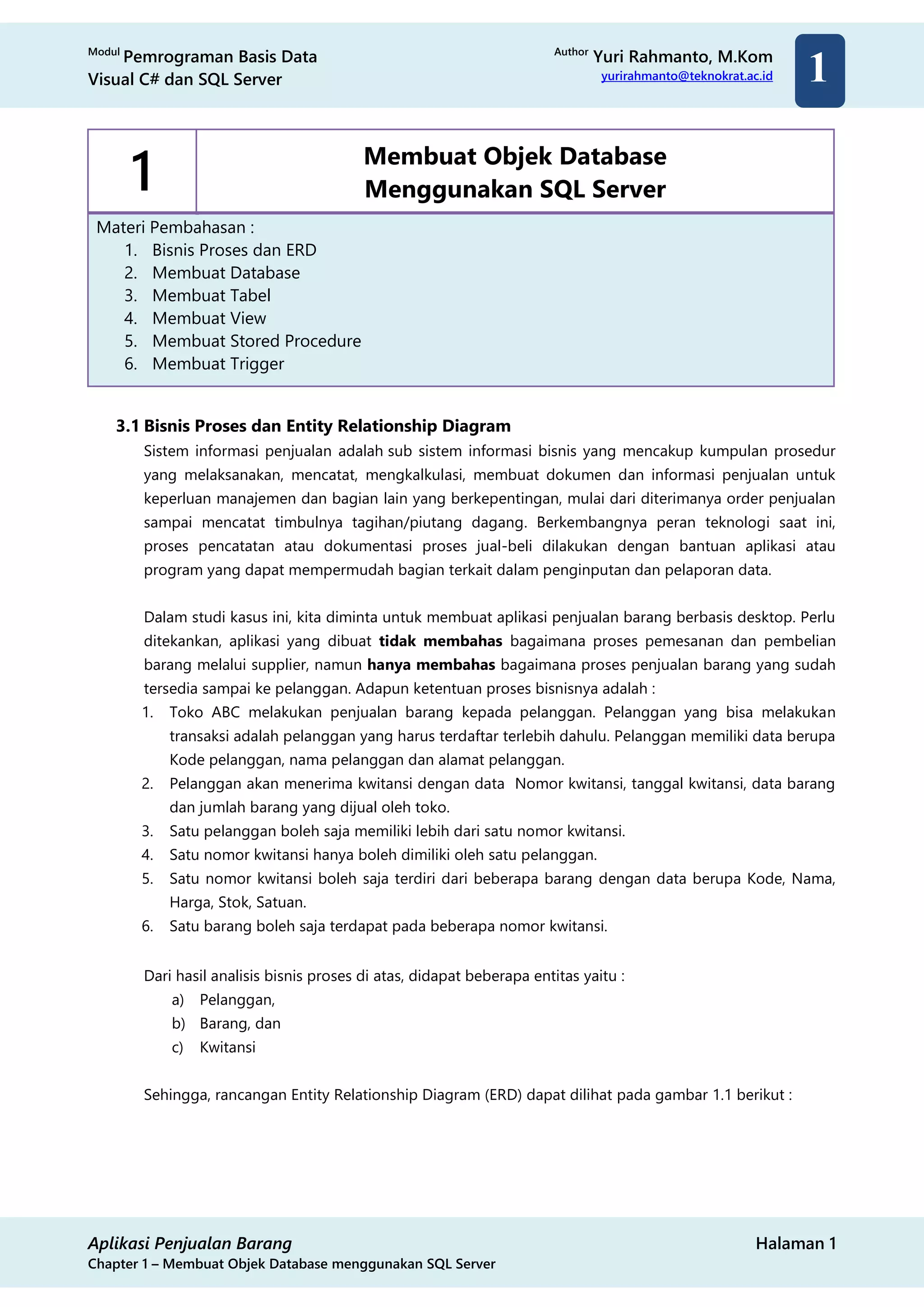 Chapter 01 - Pembuatan Database | PDF