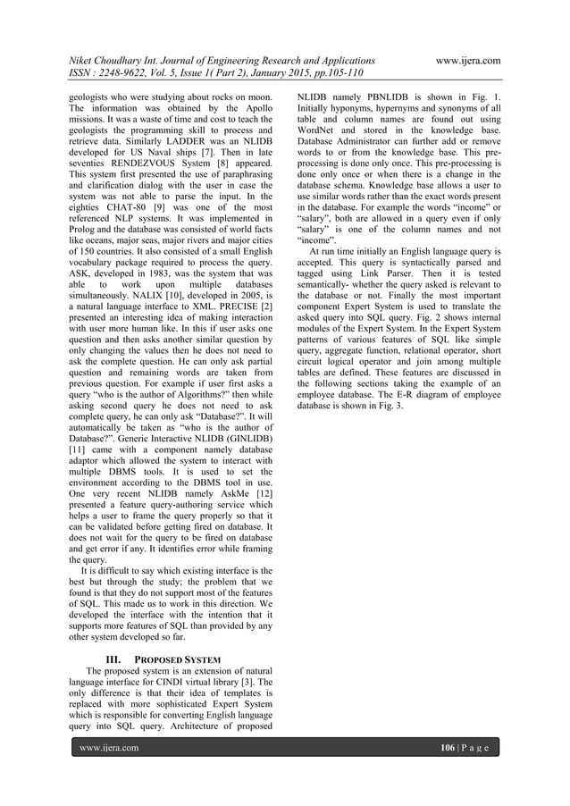 Pattern based approach for Natural Language Interface to Database | PDF