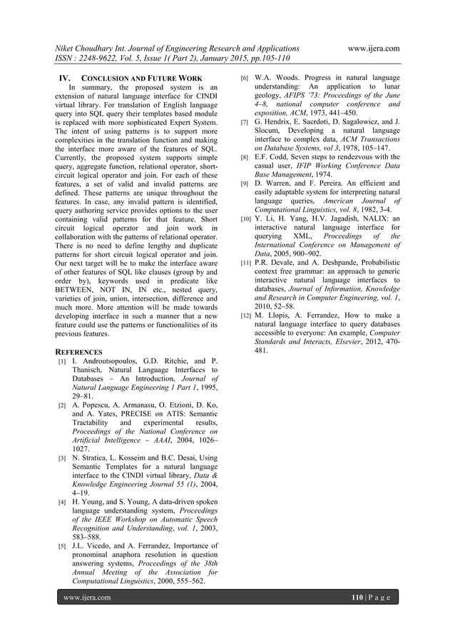 Pattern based approach for Natural Language Interface to Database | PDF