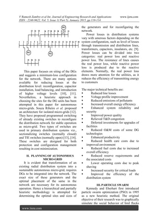 Transforming an Existing Distribution Network Into Autonomous MICRO-GRID using particle swarm ...