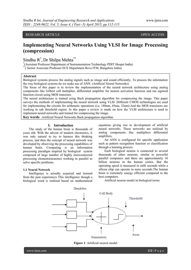 Implementing Neural Networks Using VLSI for Image Processing (compression) | PDF