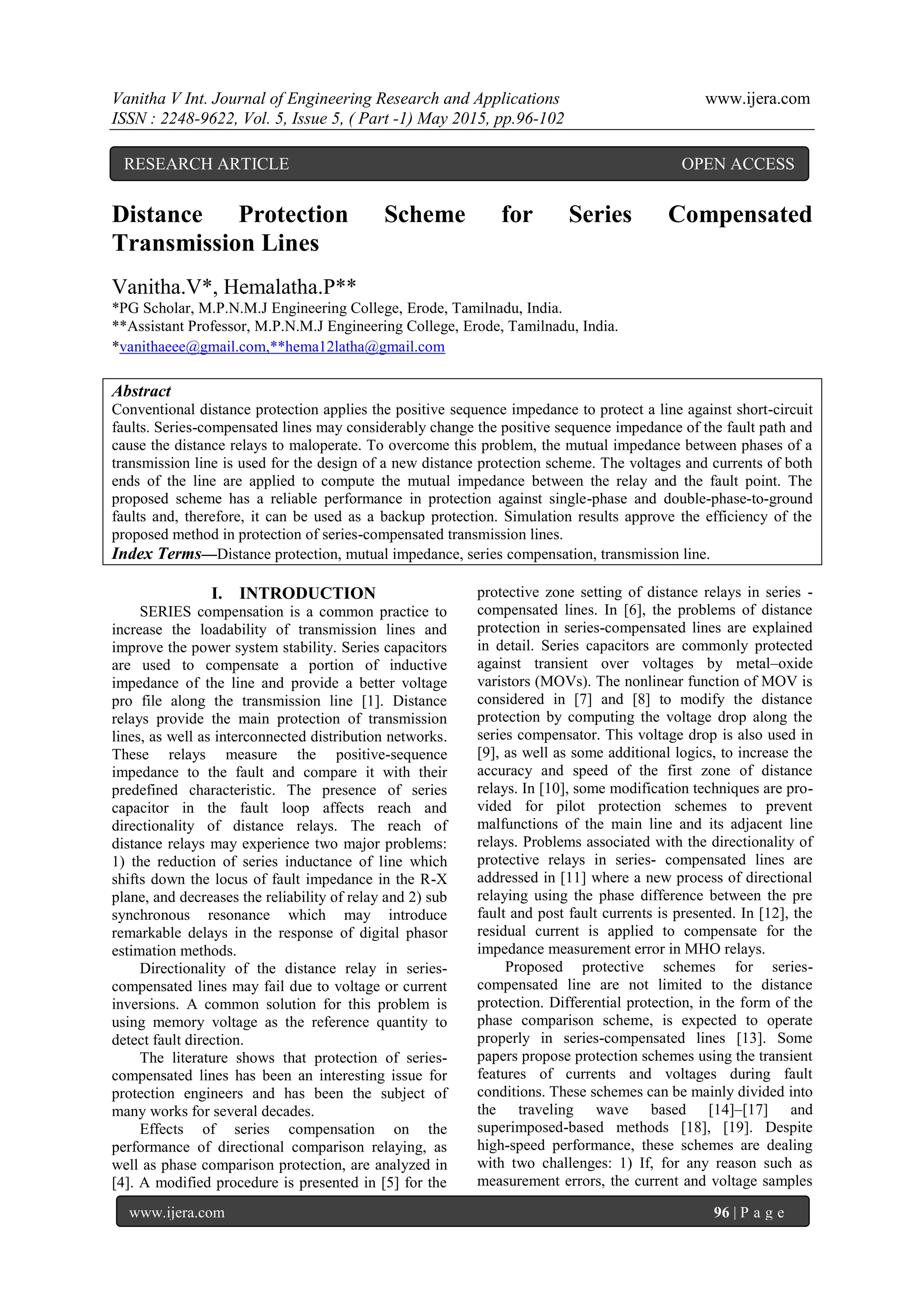Distance Protection Scheme for Series Compensated Transmission Lines | PDF