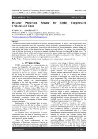 Distance Protection Scheme for Series Compensated Transmission Lines | PDF