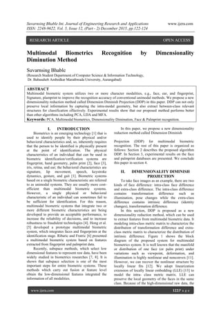 Multimodal Biometrics Recognition by Dimensionality Diminution Method | PDF | Computing ...