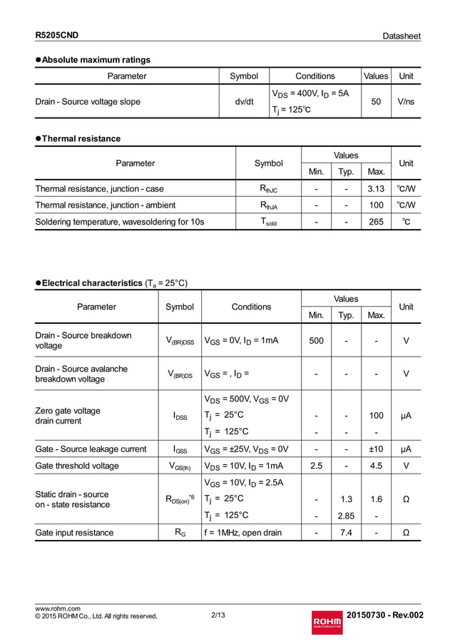 Original MOSFET N-CHANNEL R5205CND R5205 5205 5A 30V TO-252 New | PDF