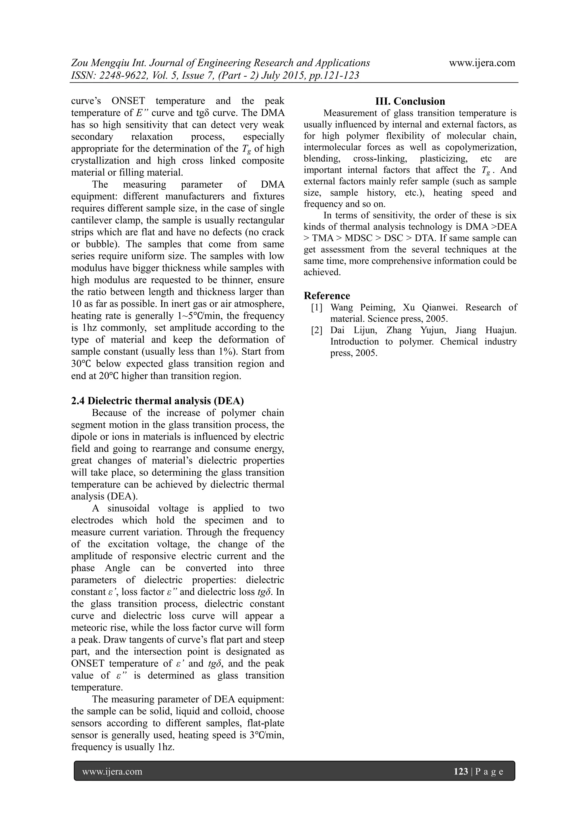 Several Kinds of Thermal Analysis Technologies of Measuring Glass Transition Temperature | PDF