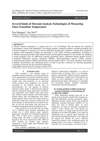 Several Kinds of Thermal Analysis Technologies of Measuring Glass ...