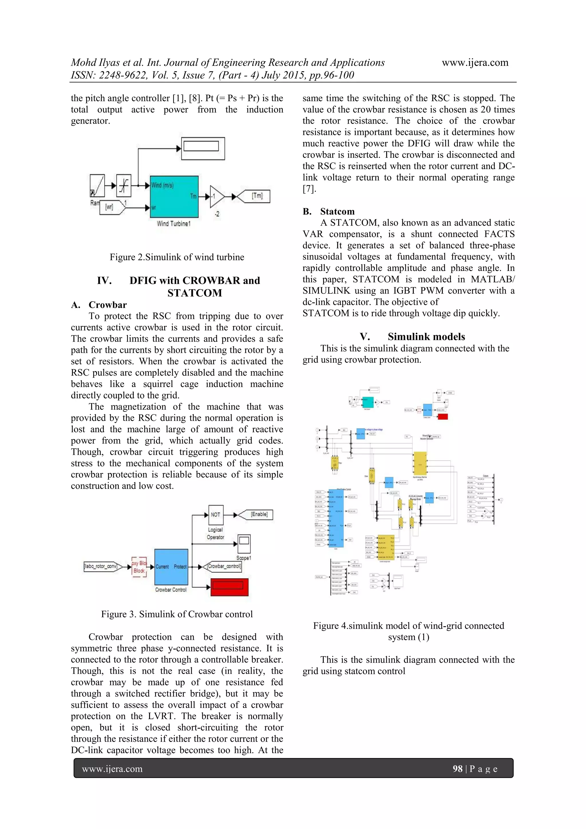 Integration Of A Wind Turbine Based Doubly Fed Induction Generator Using Statcom And Crowbar For