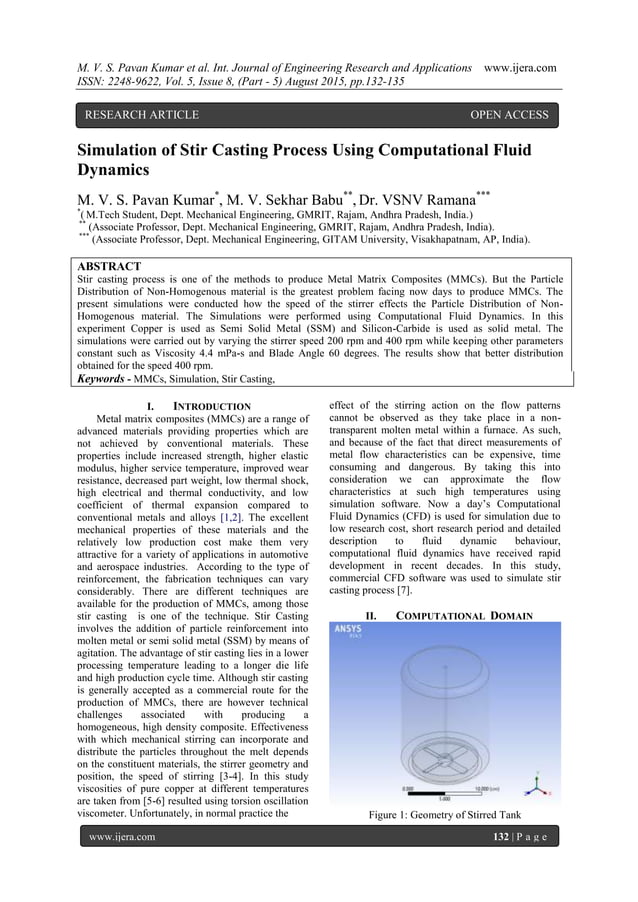Simulation of Stir Casting Process Using Computational Fluid Dynamics | PDF | Physics | Science