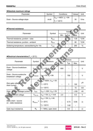 Original N-Channel R6008FNJ 6008 600V 8A TO-263 New Rohm Semiconductor ...