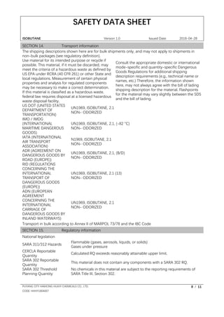 R600a msds | PDF | First Aid | Injuries