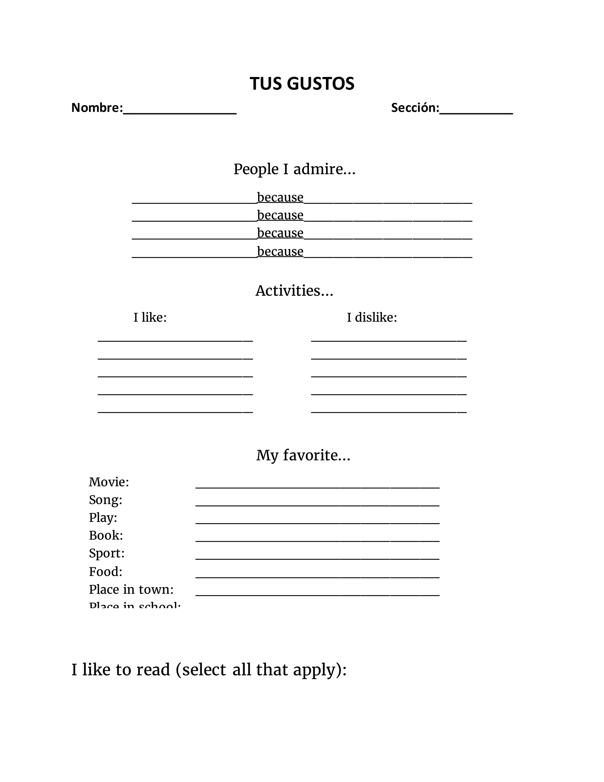 Encuesta de intereses | PDF