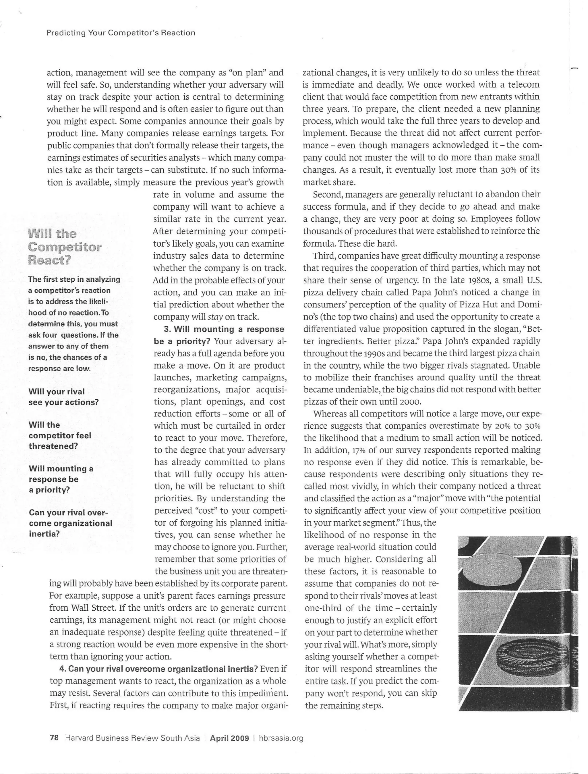 predicting competitor reaction | PDF