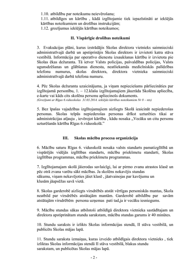 Iekšējās kārtības noteikumi | PDF