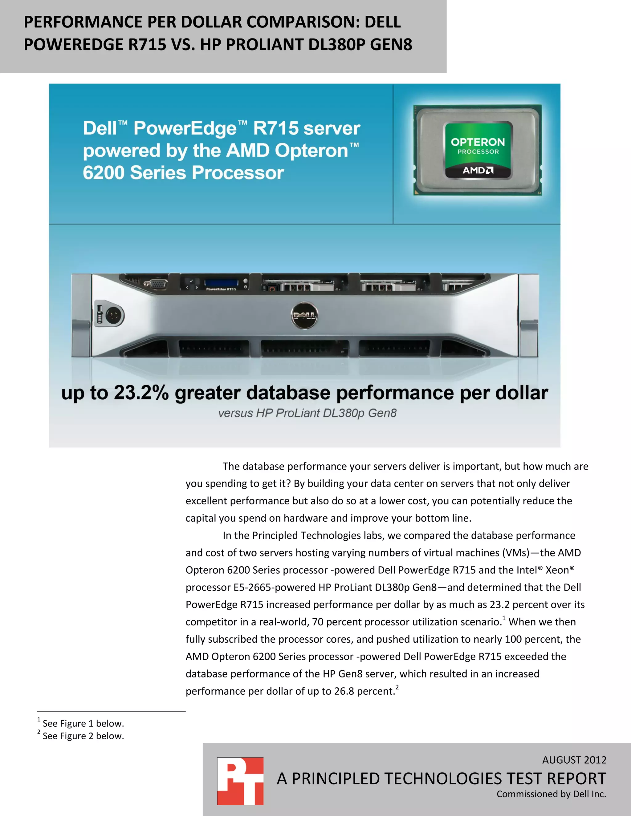 Performance per dollar comparison: Dell PowerEdge R715 vs. HP ProLiant ...
