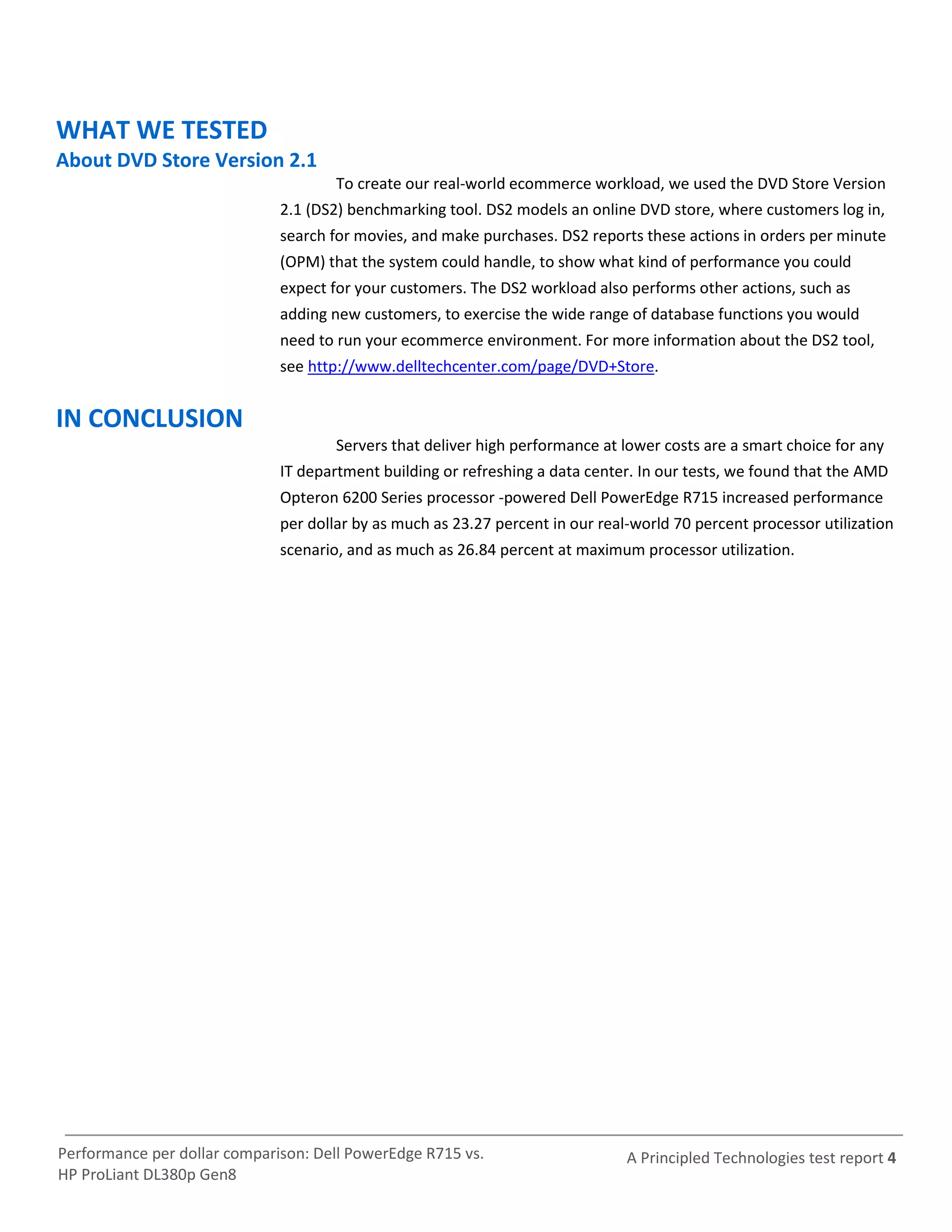 Performance per dollar comparison: Dell PowerEdge R715 vs. HP ProLiant ...