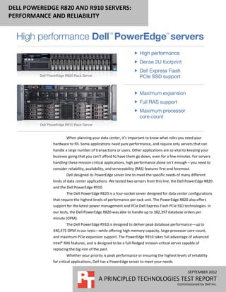 Dell PowerEdge R820 and R910 servers: Performance and reliability | PDF