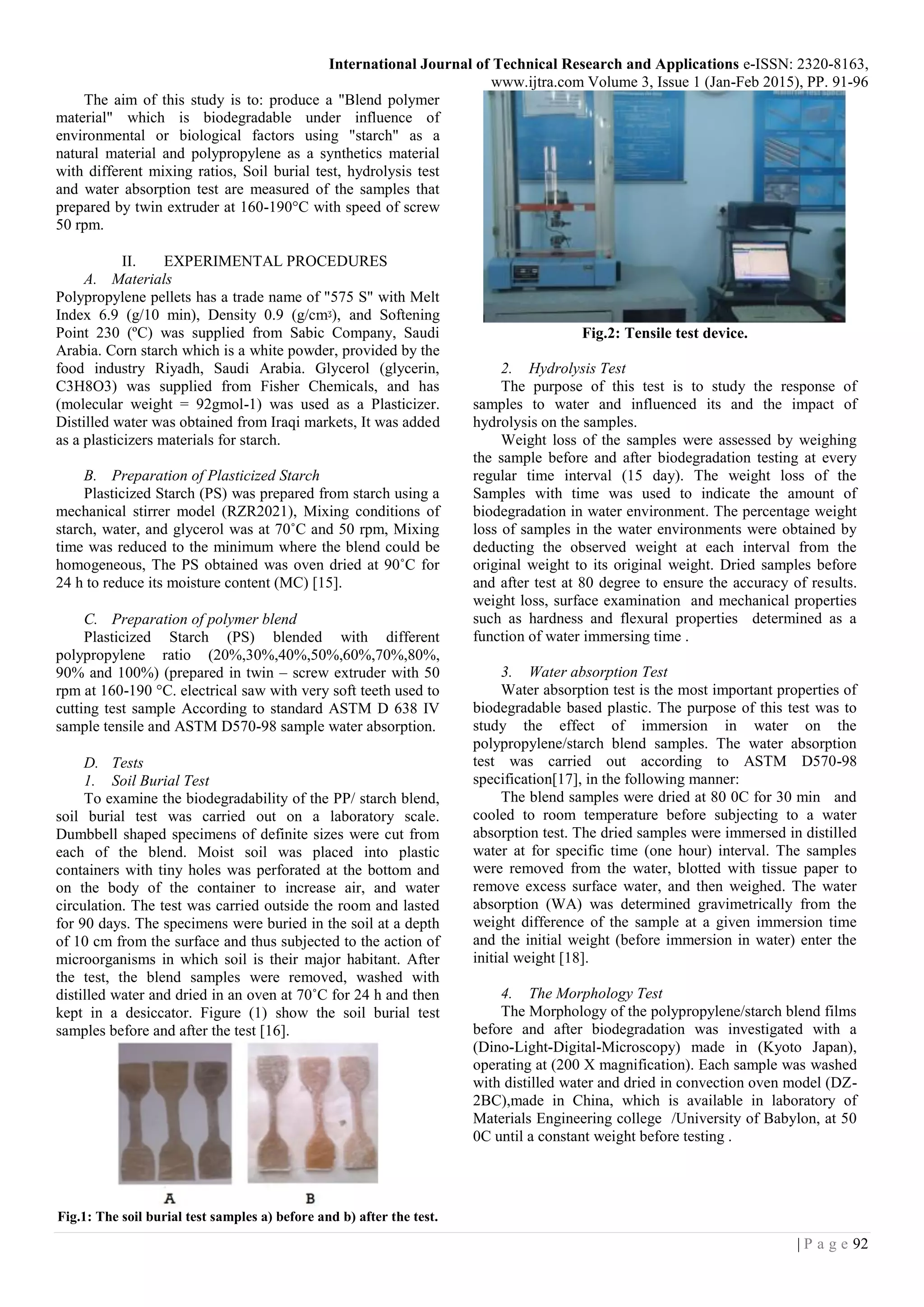 SOIL BURIAL DEGRADATION OF POLYPROPYLENE/ STARCH BLEND | PDF