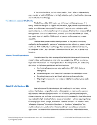 Consolidating Oracle database servers onto Dell PowerEdge R920 running ...