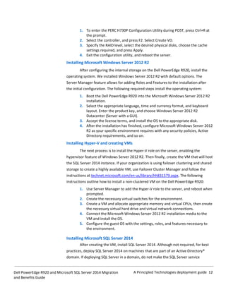 Dell PowerEdge R920 and Microsoft SQL Server 2014 Migration and ...