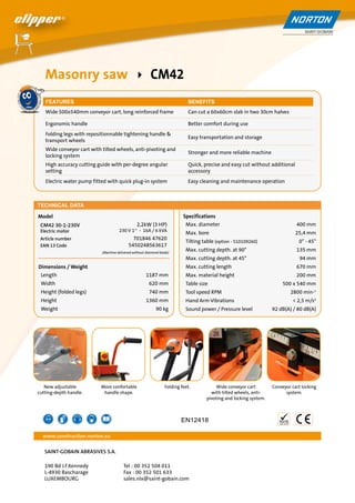 Brochure Clipper CM42 Masonry saw | PDF