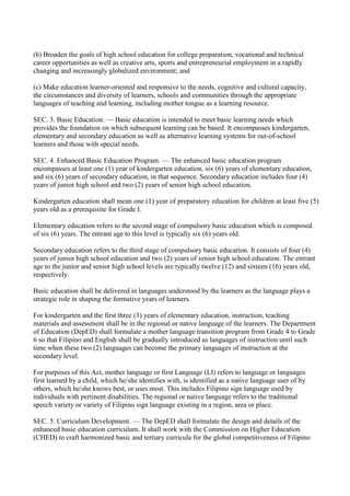 RA 10533-Enhanced Basic Education Act of 2013 | PDF