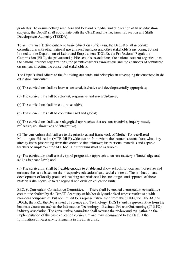 RA 10533-Enhanced Basic Education Act of 2013 | PDF | Daycare and Pre ...