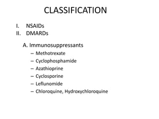 Pharmacotherapy of Rheumatoid arthritis | PPTX