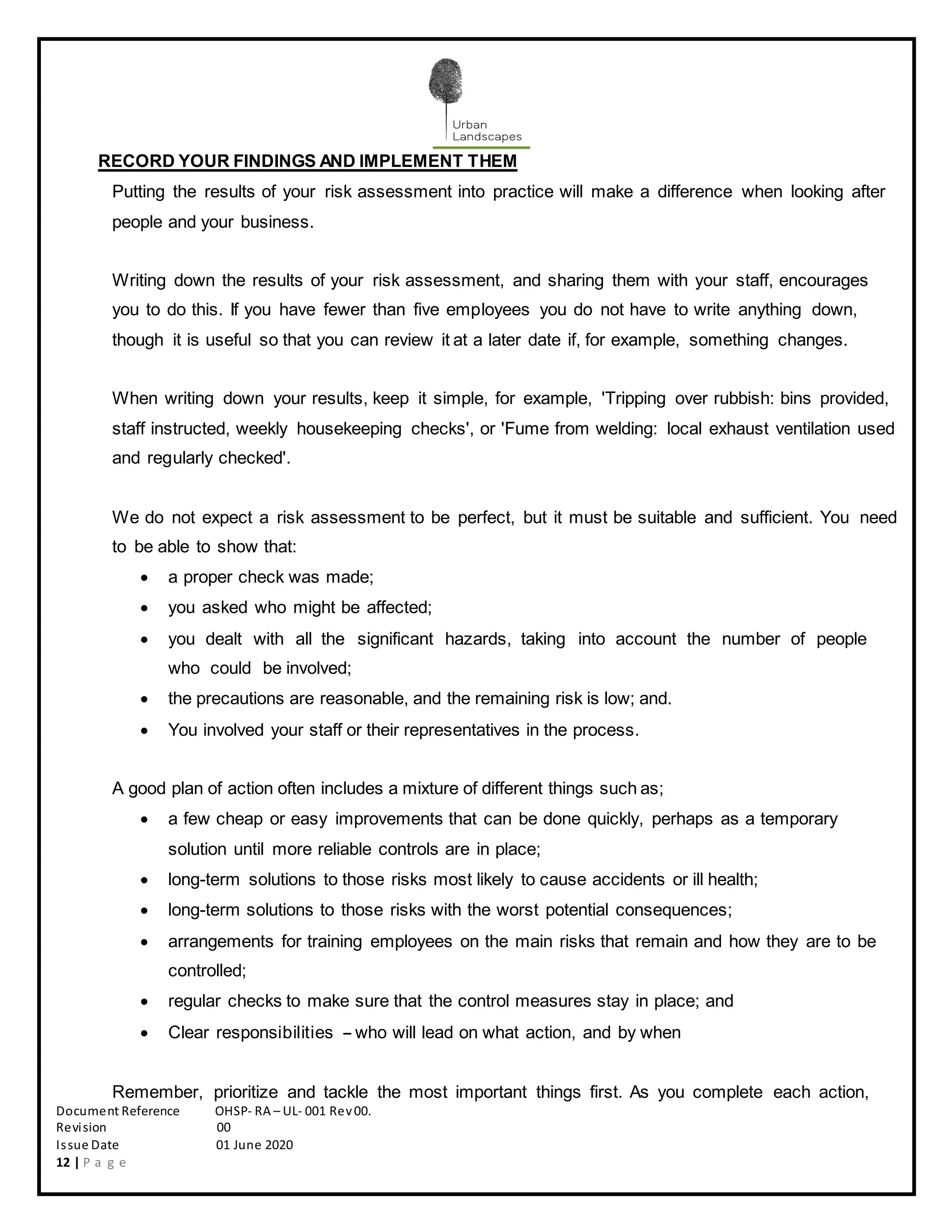 Risk Assessment | DOCX