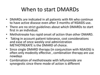 drug use in treatment rheumatoid arthritis | PPTX