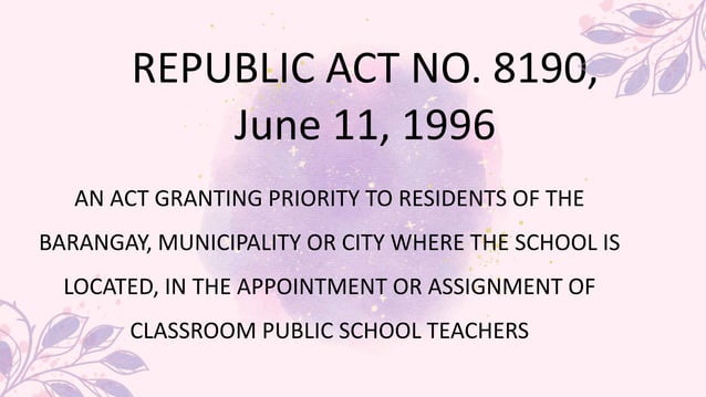 LEGAL MANAGMENT-RA-8190-Localization-Act.pptx | Secondary Education ...