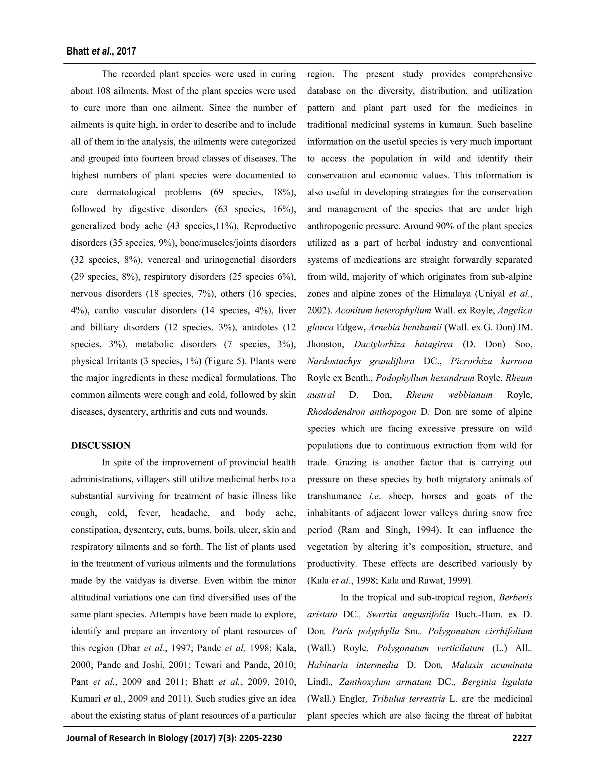Diversity and use pattern of ethno-medicinal plants of Kumaun Himalaya ...