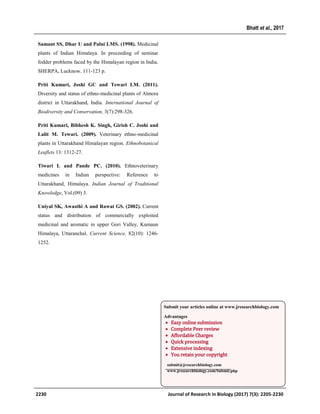 Diversity and use pattern of ethno-medicinal plants of Kumaun Himalaya | PDF