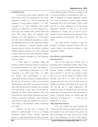 Application of multivariate principal component analysis on dimensional reduction of milk ...