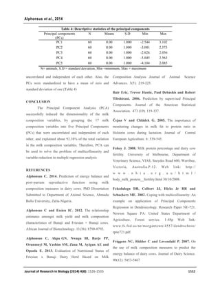 Application of multivariate principal component analysis on dimensional reduction of milk ...