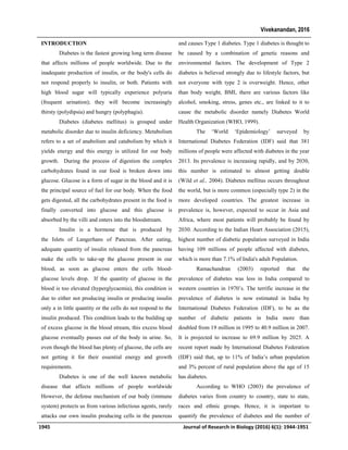 Prevalence of Type II diabetes with reference to ageing and gender ...