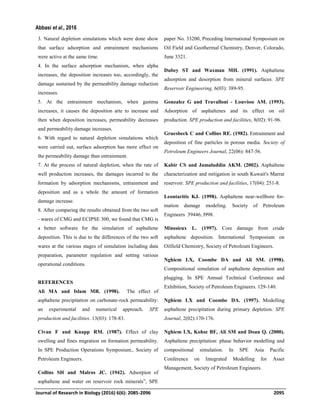 Modeling and simulation examining of the asphaltene deposition in field ...