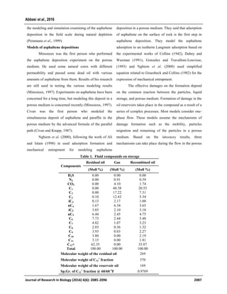 Modeling and simulation examining of the asphaltene deposition in field ...