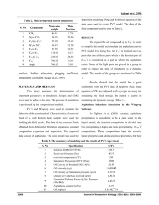 Modeling and simulation examining of the asphaltene deposition in field ...