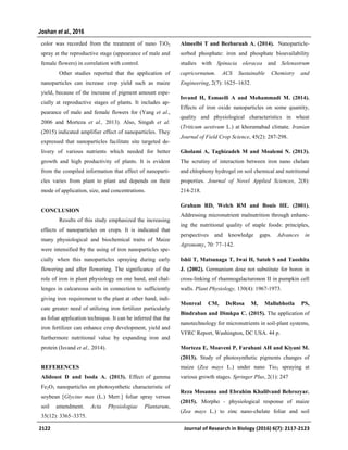 The effects of iron nanoparticles on physiological and biochemical ...