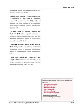 The effects of iron nanoparticles on physiological and biochemical ...