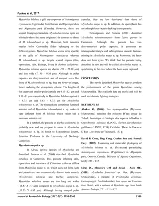 Two new species of Myxobolus (Myxozoa: Myxosporea) parasites of Barbus ...
